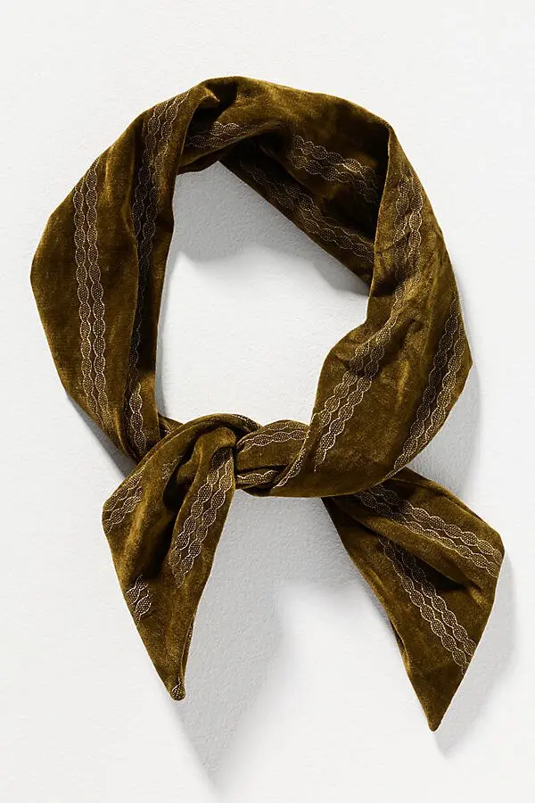 Anthropologie Velvet Twist-top Headband - Moss