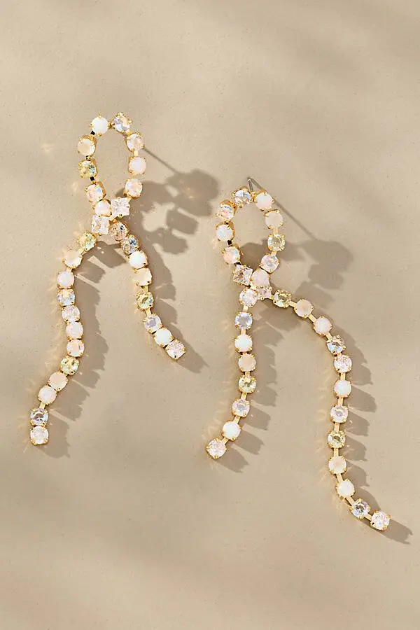 Anthropologie Crystal Loop Drop Earrings - Cream