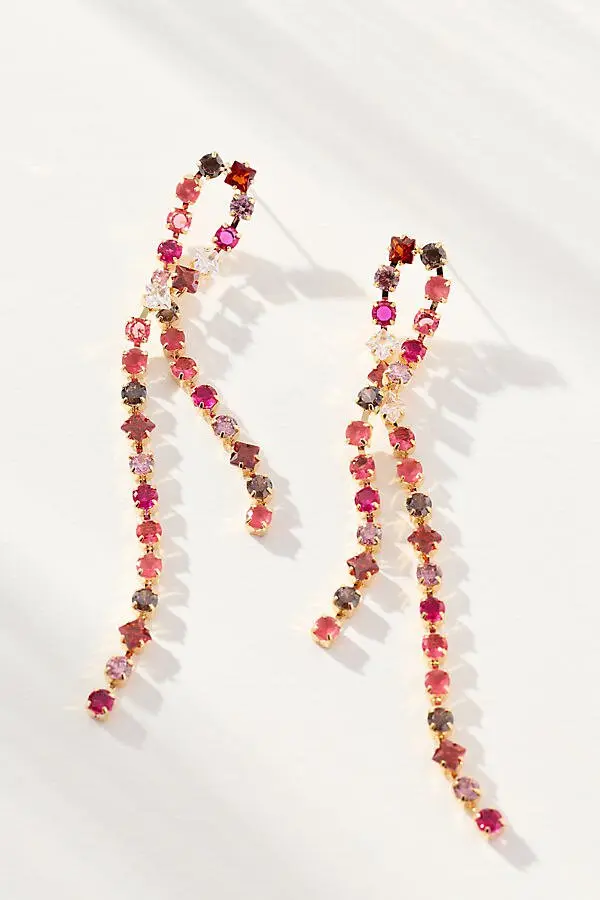 Anthropologie Crystal Loop Drop Earrings - Pink