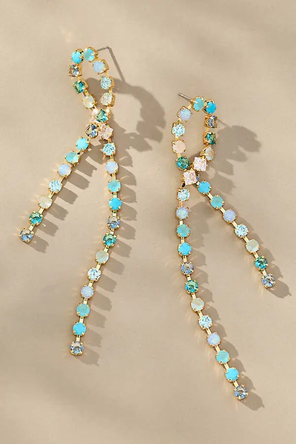 Anthropologie Crystal Loop Drop Earrings - Sky