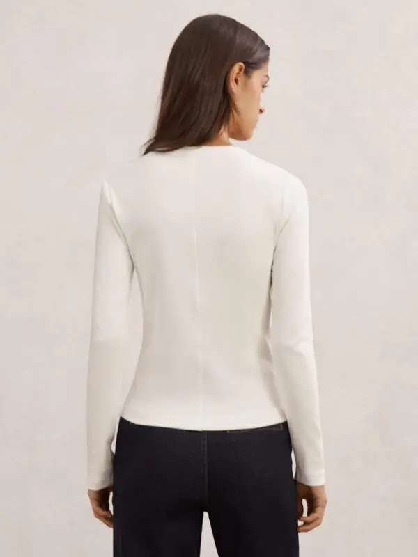 REISS Rina Stretch-cotton Top - White