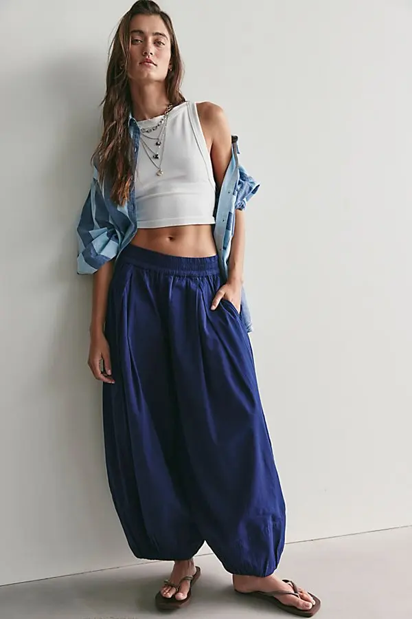 Free People Moonflower Balloon Pants - Celestial Indigo