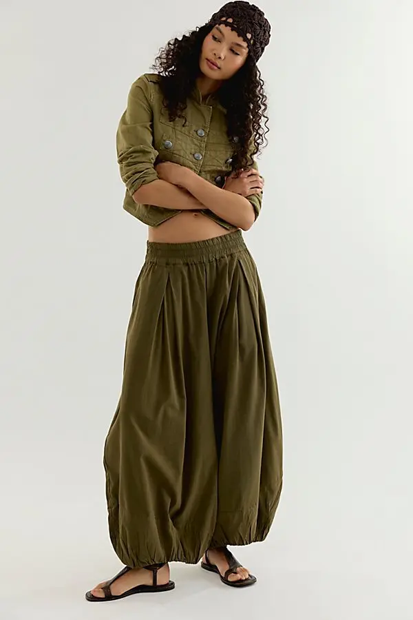 Free People Moonflower Pull-on Balloon Pants - Sage