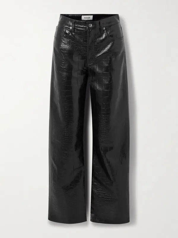 AGOLDE Arc Croc-effect Barrel-leg Pants