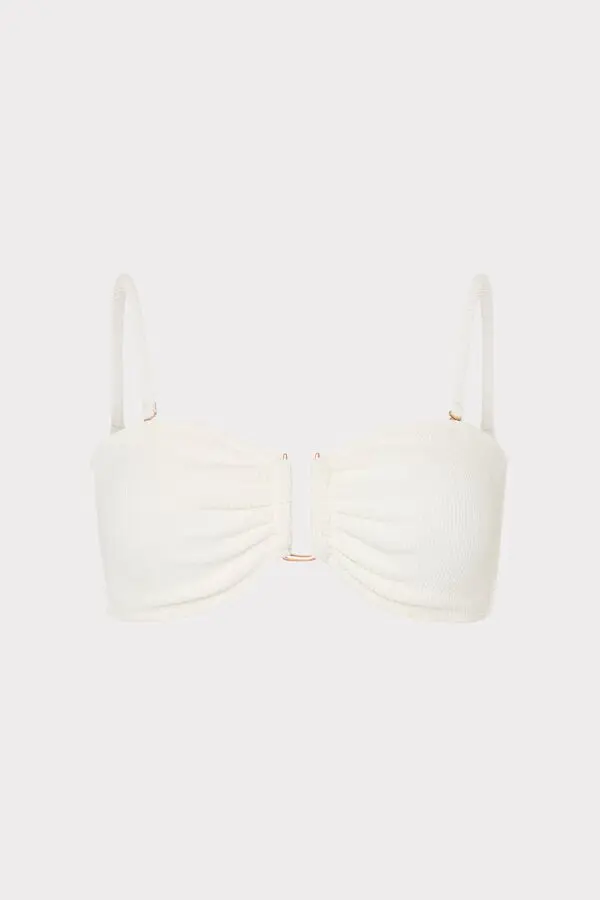 MILLY Textured Bandeau Bikini Top - White