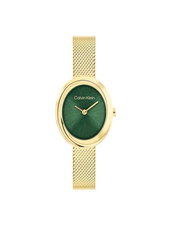 Calvin Klein Contoured Bezel Oval Dial Watch - Green