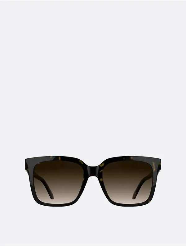 Calvin Klein Acetate Square Sunglasses - Dark Havana