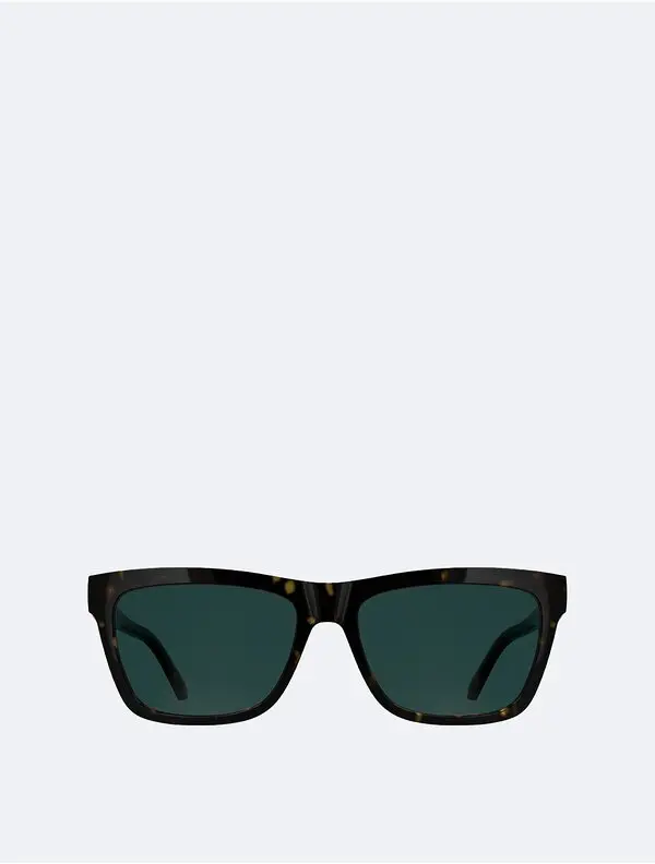 Calvin Klein Acetate Modified Rectangle Sunglasses - Dark Havana