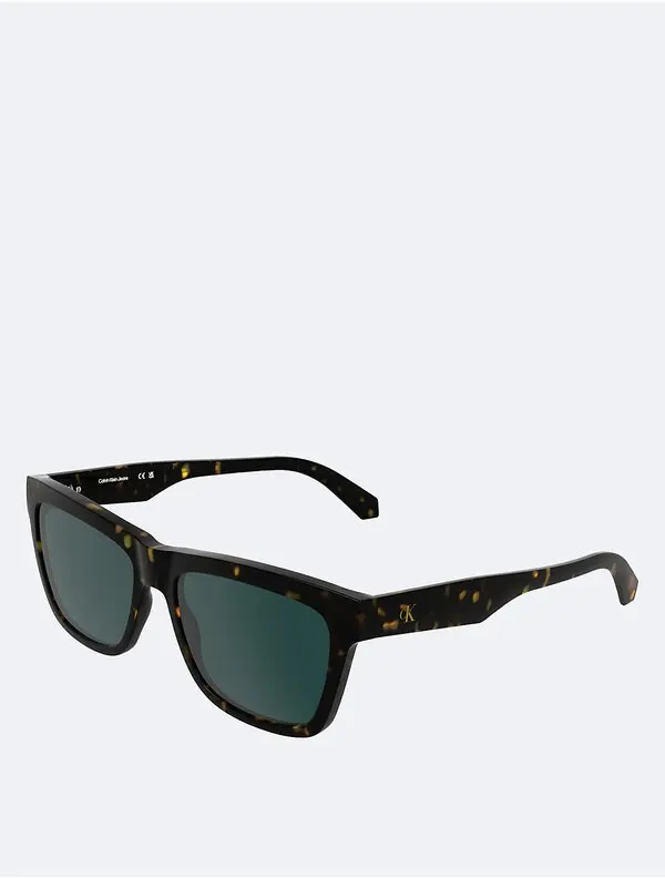 Calvin Klein Acetate Modified Rectangle Sunglasses - Dark Havana