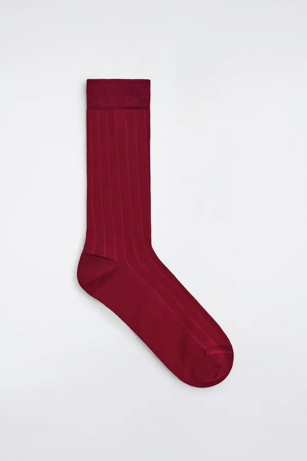 Cos Striped Cotton Blend Socks - Red