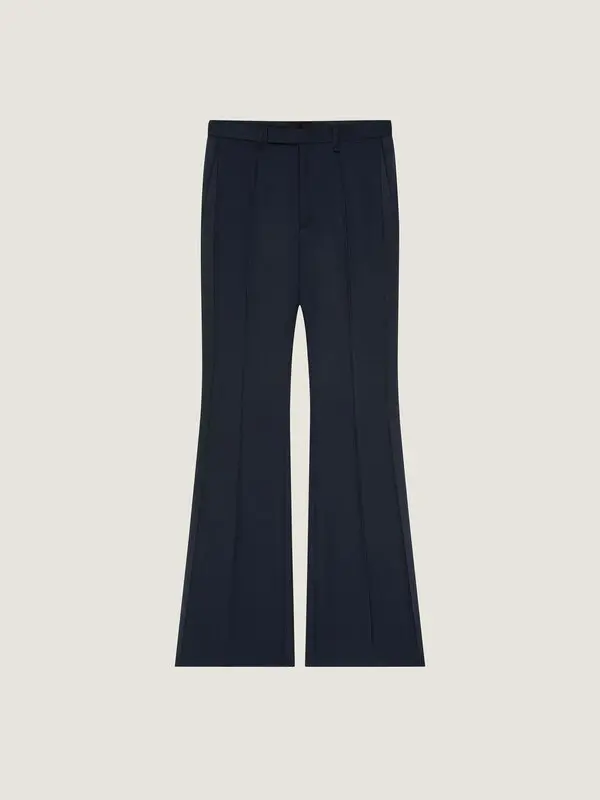 Givenchy Flare Tailored Wool Pants With Satin Bands - Navy