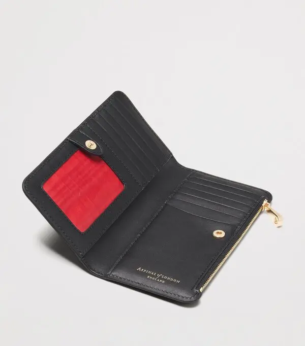 ASPINAL OF LONDON Large Grained Leather Mayfair Purse - Black