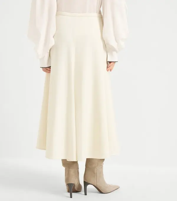 Brunello Cucinelli Virgin Wool Fluted Midi Skirt