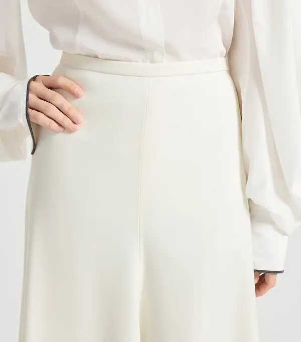 Brunello Cucinelli Virgin Wool Fluted Midi Skirt