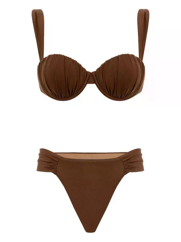 NOIRE SWIMWEAR Ruched Balconette Bikini - Brown