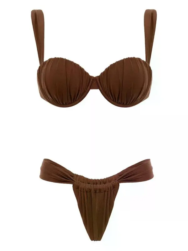 NOIRE SWIMWEAR Ruched Balconette Bikini - Brown