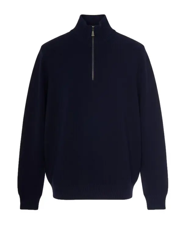 Alpha Studio Quarter Zip Cashmere Sweater - Blu Notte