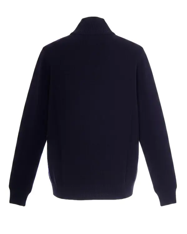 Alpha Studio Quarter Zip Cashmere Sweater - Blu Notte