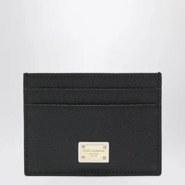 Dolce & Gabbana Leather Card Holder With Logo Plaque - Black