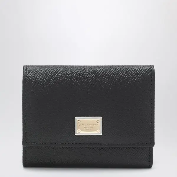 Dolce & Gabbana Dauphine Leather Wallet With Logo Plaque - Black