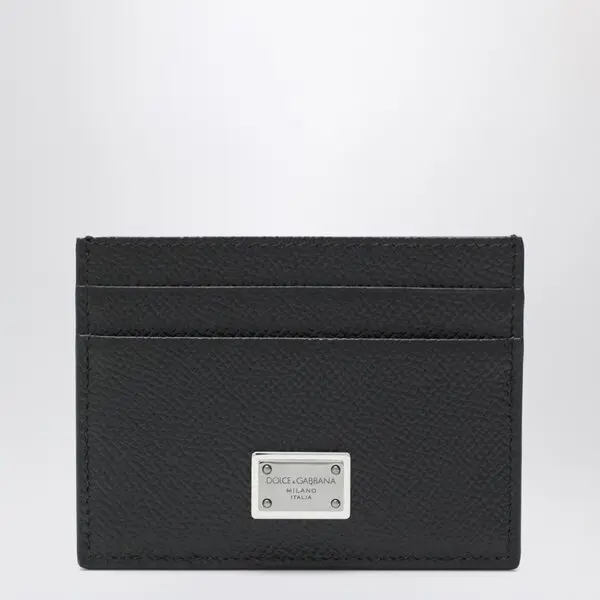 Dolce & Gabbana Dauphine Leather Card Holder With Logo Plaque - Black