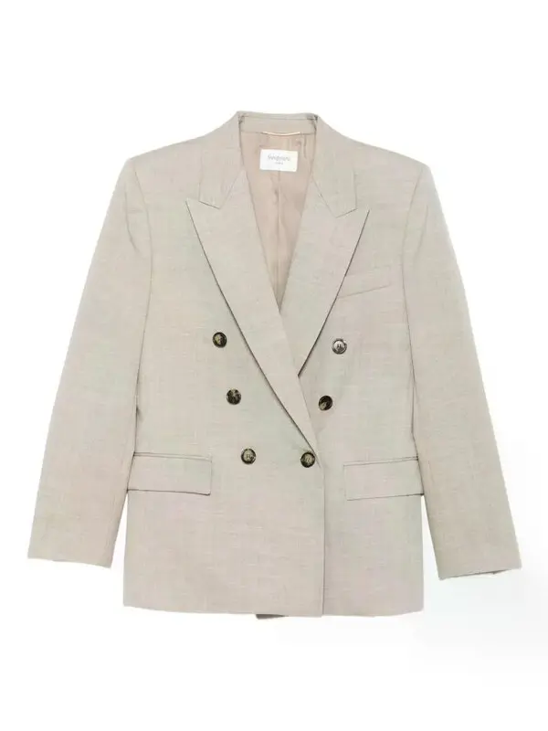 Saint Laurent Double-breasted Button Blazer - Neutrals
