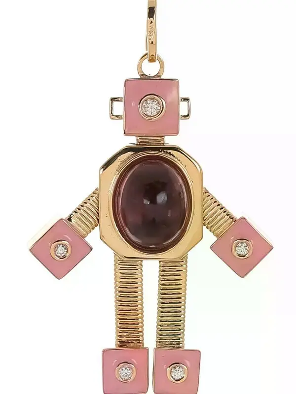 VAN ROBOT 18k Yellow Tourmaline And Diamond Robot Pendant