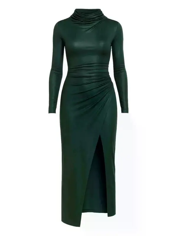 Lapointe Draped-neck Slit Midi Dress