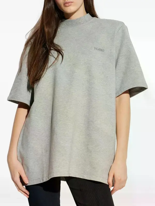 Attico Embroidered-logo Short-sleeve T-shirt - Grey