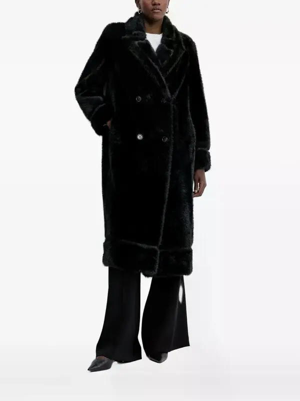TWINSET Double-breasted Faux Fur Coat