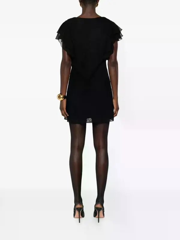 Saint Laurent Flower-brooch Mini Dress