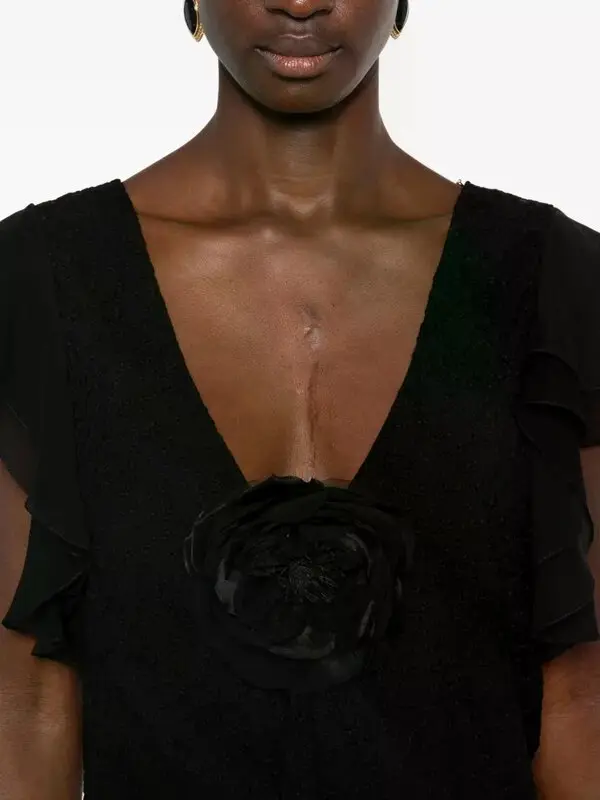 Saint Laurent Flower-brooch Mini Dress