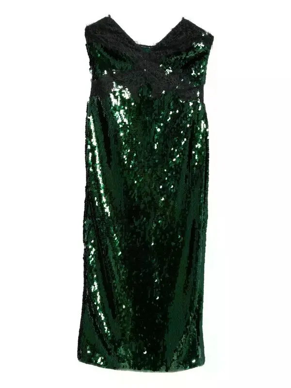 Retrofete Sequin Lace Midi Dress - Green