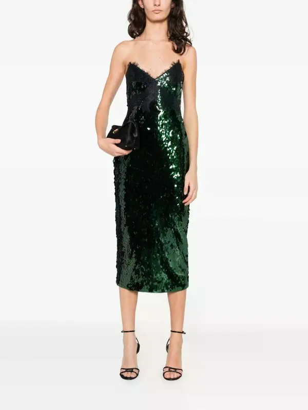 Retrofete Sequin Lace Midi Dress - Green | Editorialist