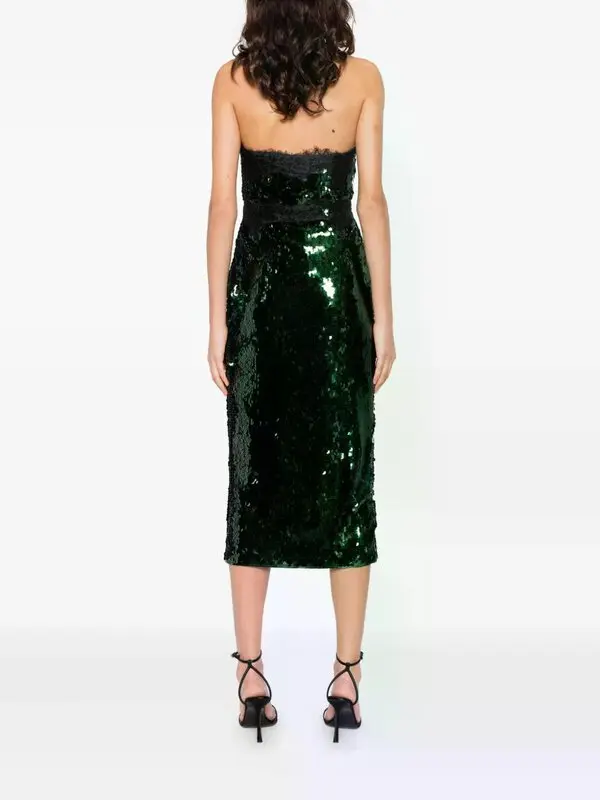 Retrofete Sequin Lace Midi Dress - Green