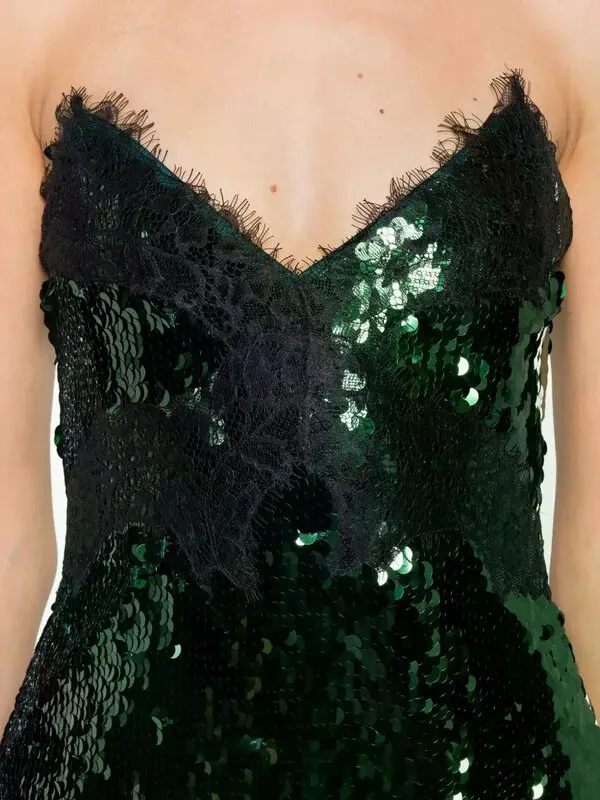 Retrofete Sequin Lace Midi Dress - Green