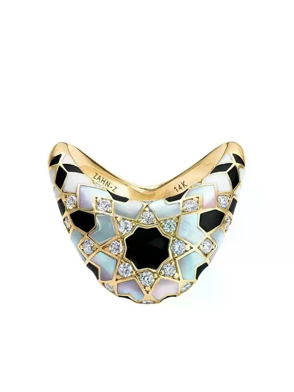 ZAHN-Z 14k Yellow Diamond And Mother-of-pearl Ring - Gold