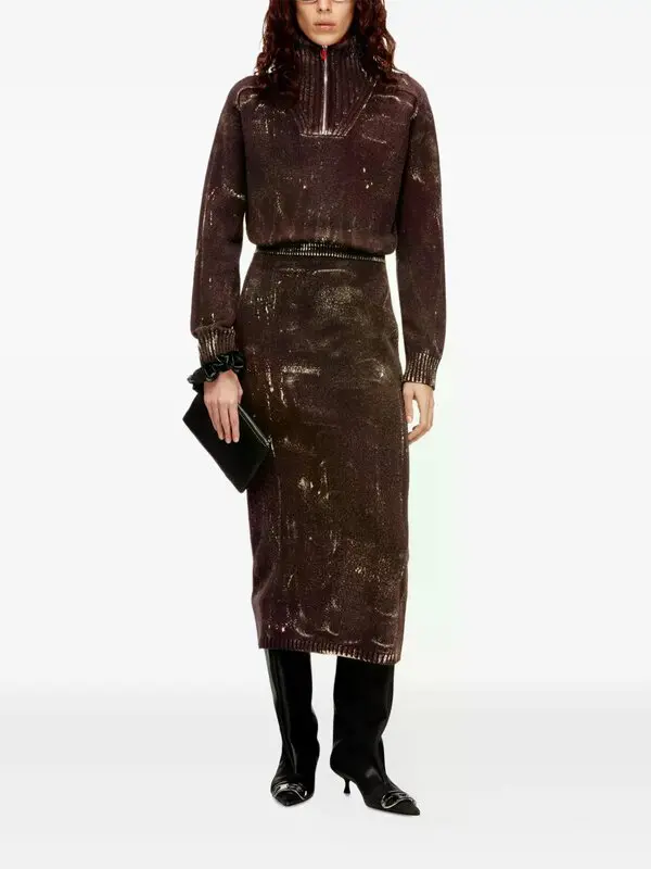 DIESEL® Knitted Turtleneck Midi Dress
