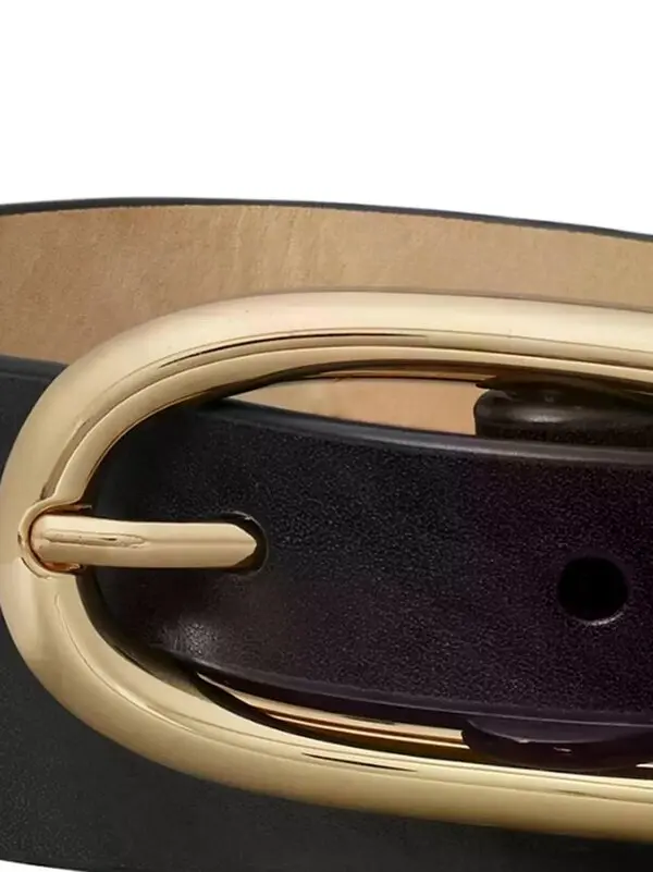 Tory Burch Pierced Buckle Leather Belt - Black