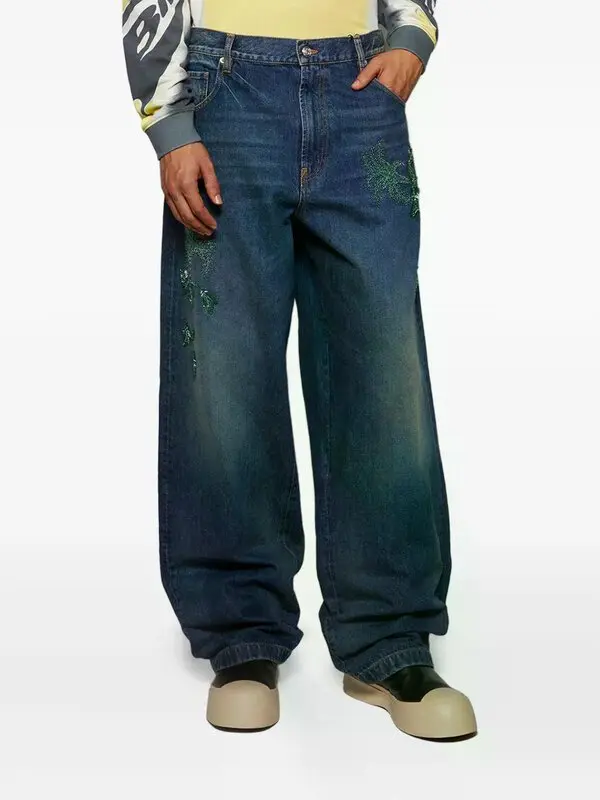 BLUEMARBLE Stonewashed Botanic-embroidered Jeans