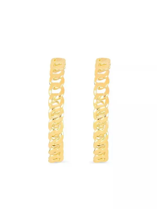 Ef Collection 14k Yellow Curb Chain Hoop Earrings - Gold