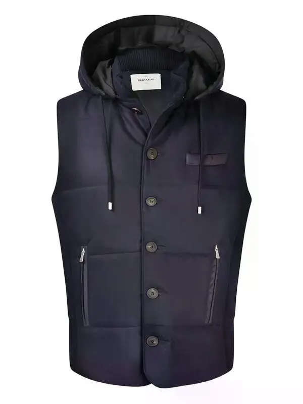 GRAN SASSO Button-fastening Gilet With Hood