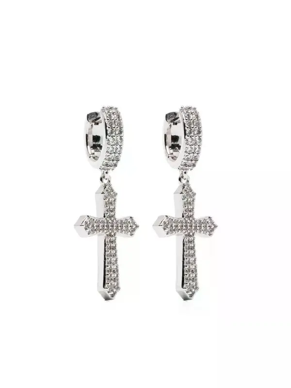 DARKAI Cross-pendant Hoop Earrings - Silver