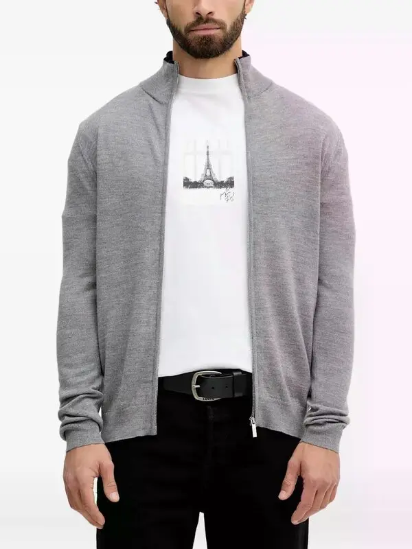 Karl Lagerfeld Zip-up Logo-embroidered Sweater