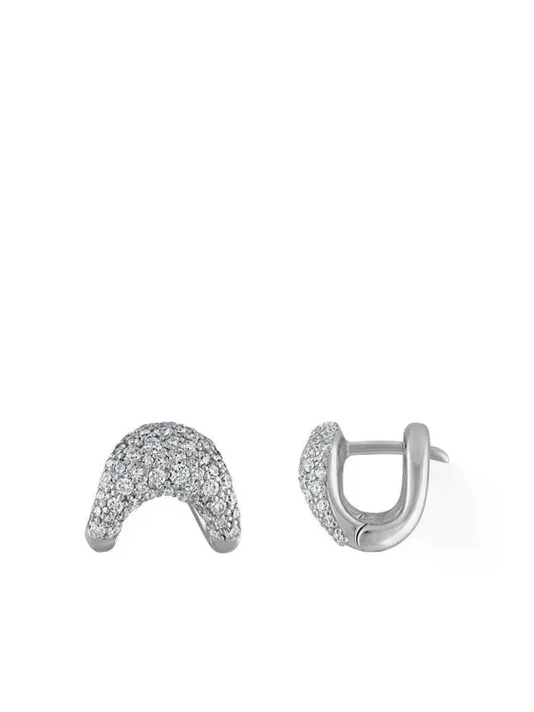 ZAHN-Z 14k White Gold Diamond Huggie Earrings - Silver