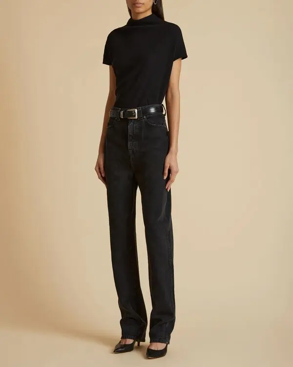 Khaite Benny Silver Buckle Belt - Black