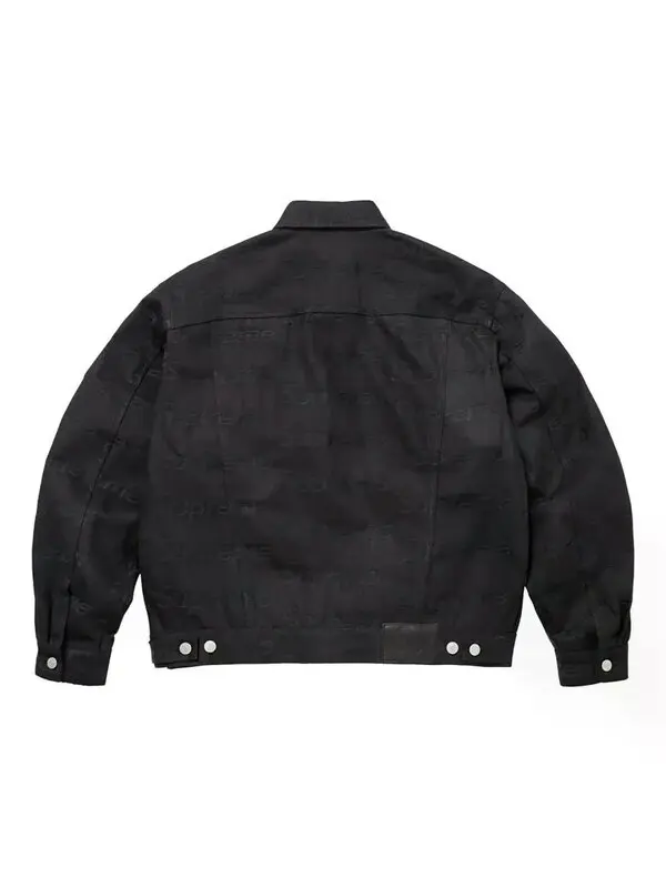 Supreme Jacquard Logos Denim Trucker Jacket - Black