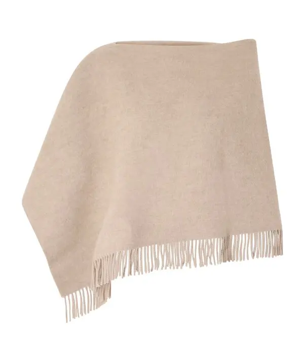Brunello Cucinelli Fringed Wool And Cashmere-blend Poncho - Neutrals