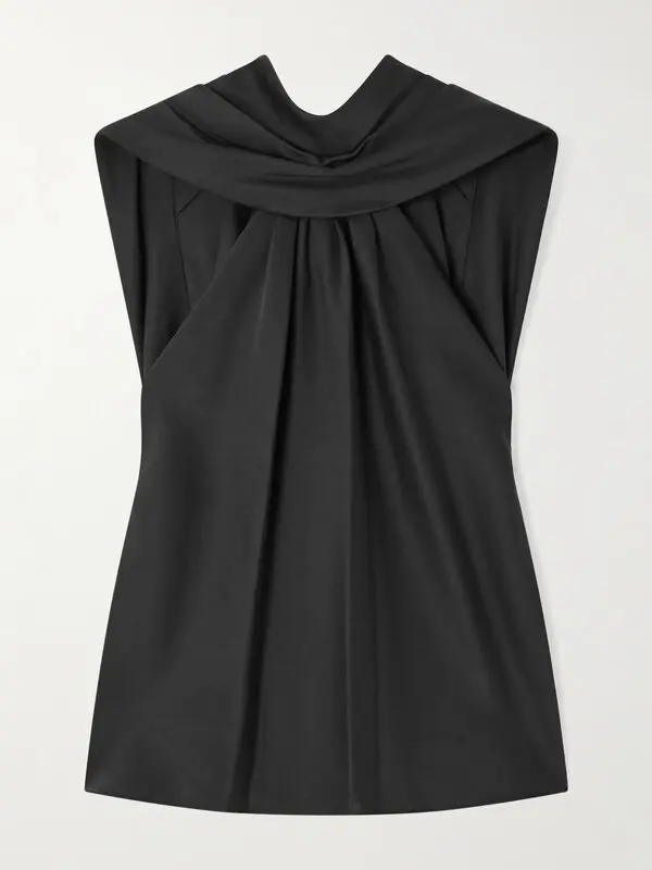 Simkhai Scarlett Cape-effect Draped Satin Top