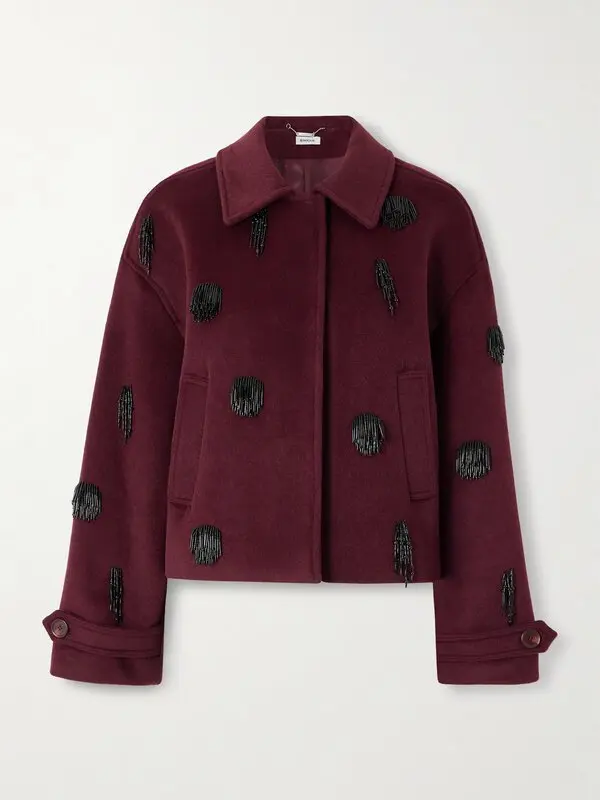 Simkhai Katya Bead-embellished Jacket - Burgundy